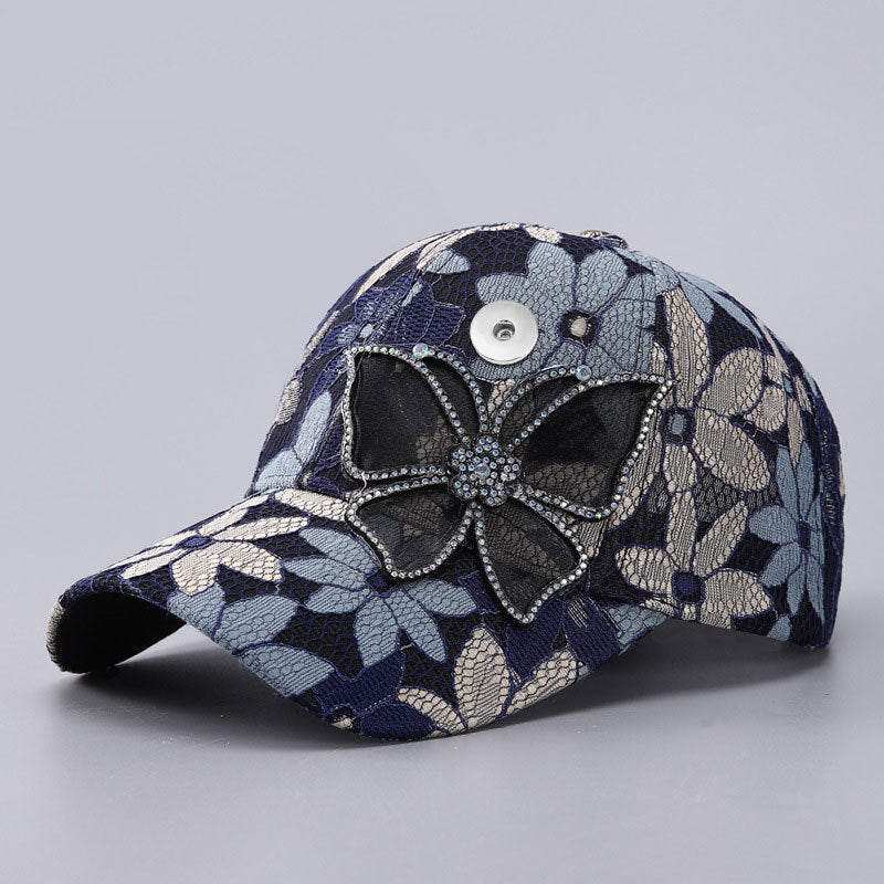 Butterfly Lace Baseball Cap in Blue – Lola Gems