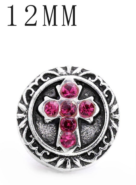 Little Lola 12mm Vintage Cross Snap in Pink – Lola Gems
