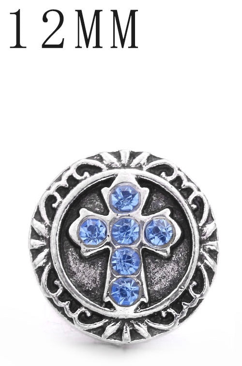Little Lola 12mm Vintage Cross Snap in Blue – Lola Gems